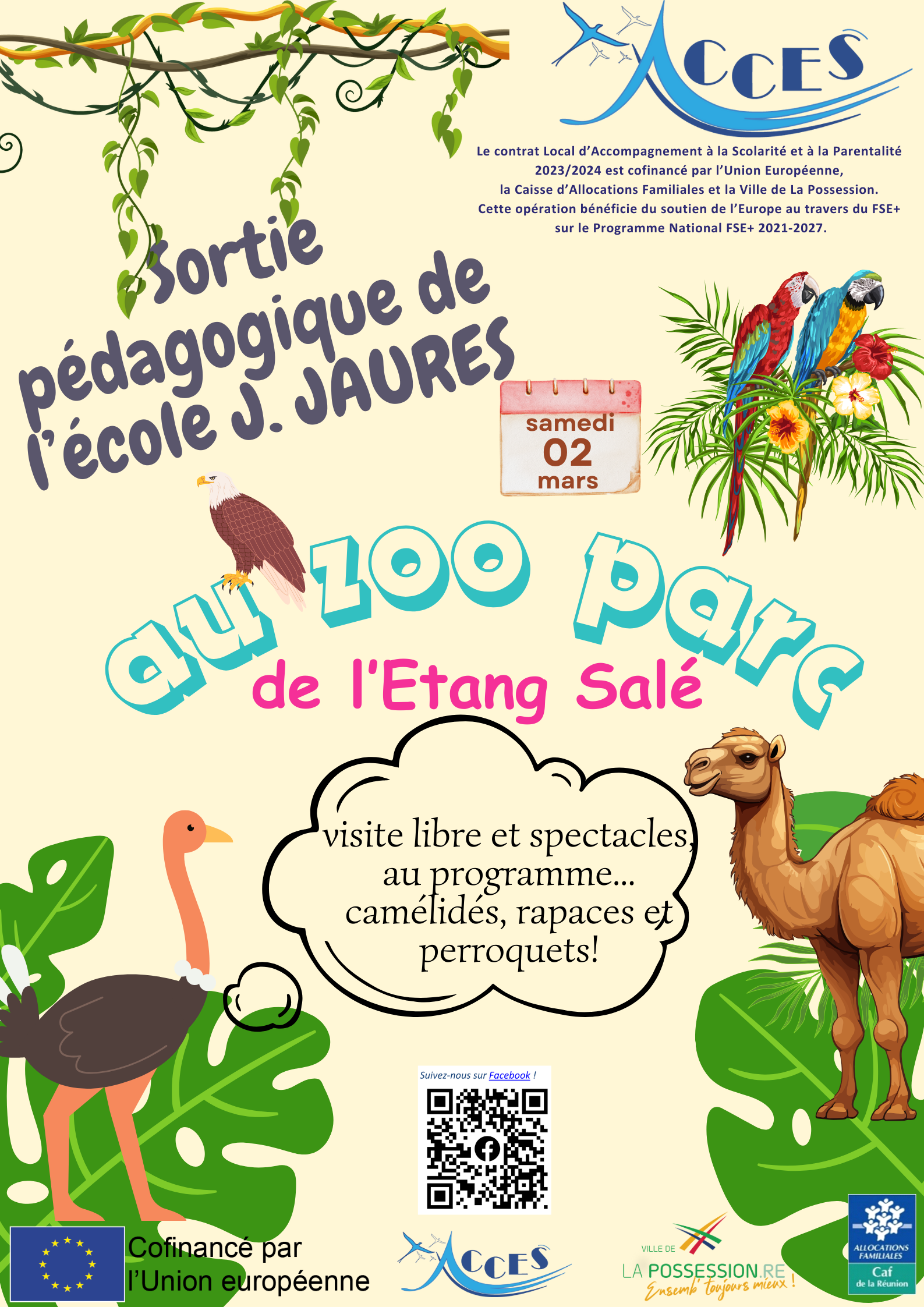 Sortie pédagogique au Zooparc pour l’école J. JAURES – Acces Réunion